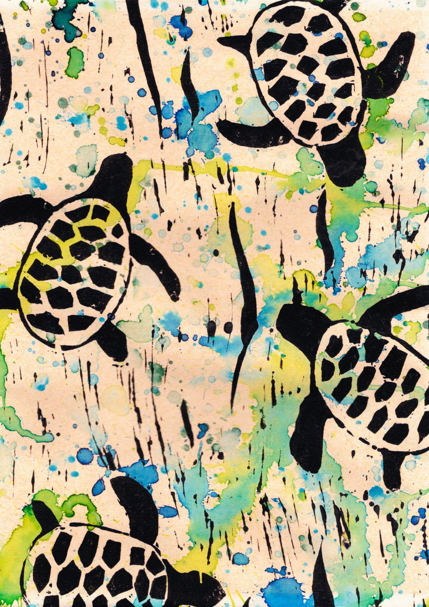 Turtle Lino Print Original Digital Download Wall Art - Etsy