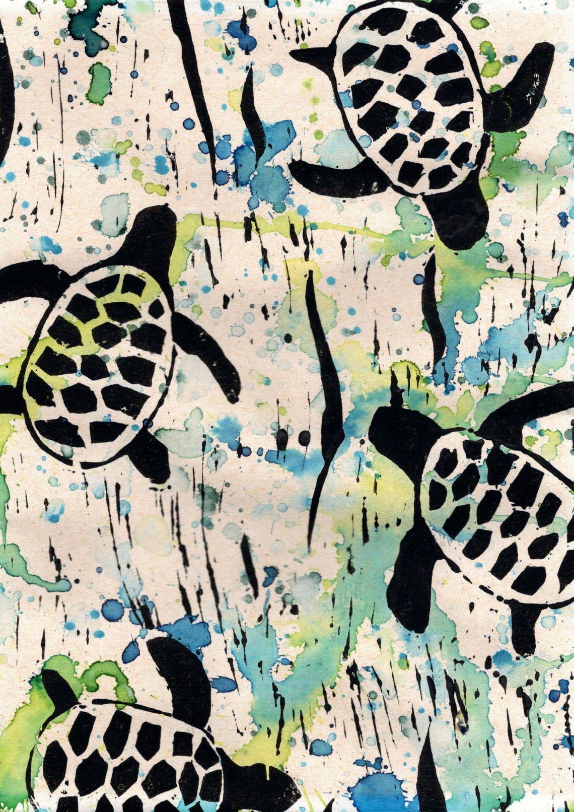Turtle Lino Print Original Digital Download Wall Art - Etsy