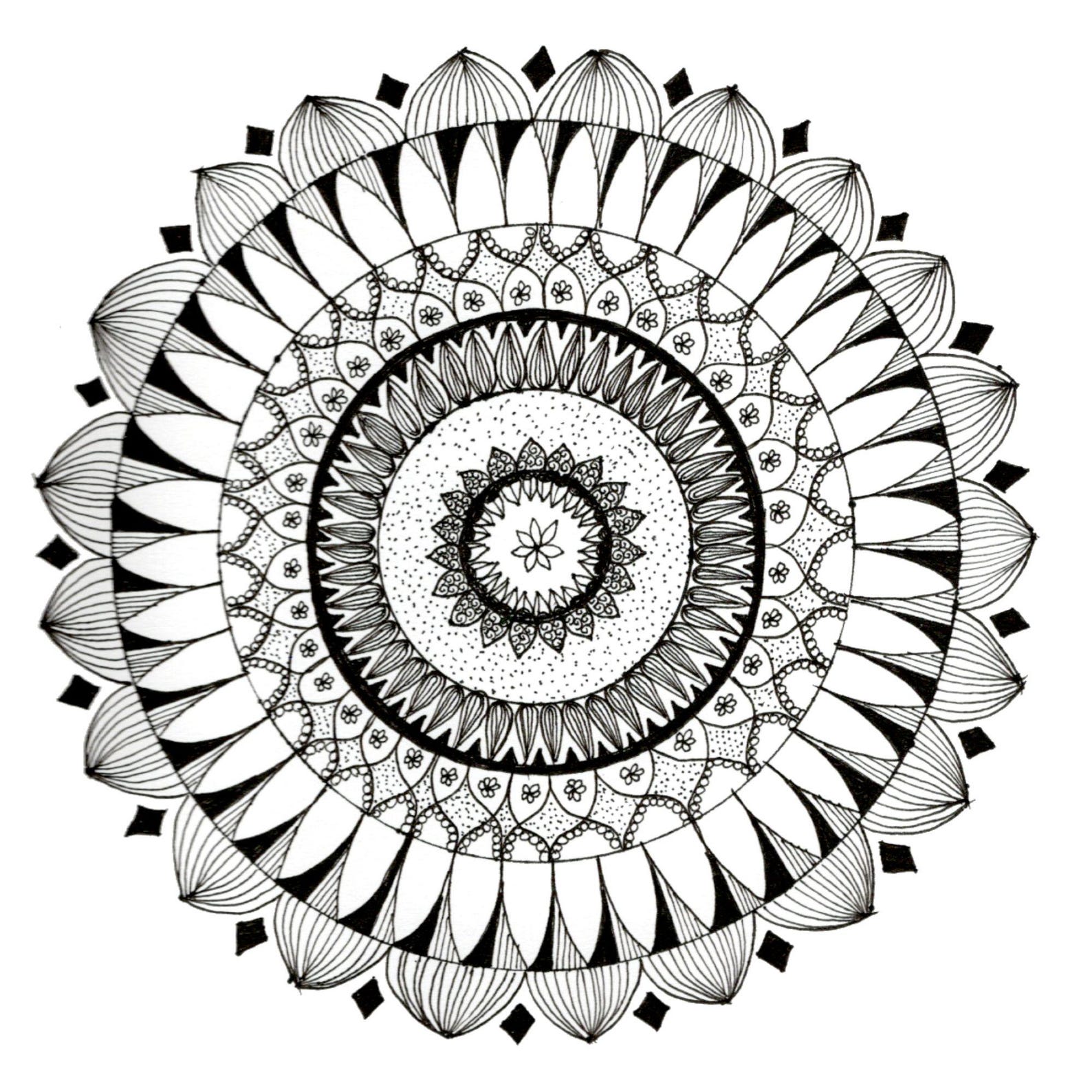 Hand Drawn Mandala Original Digital Download Wall Art - Etsy