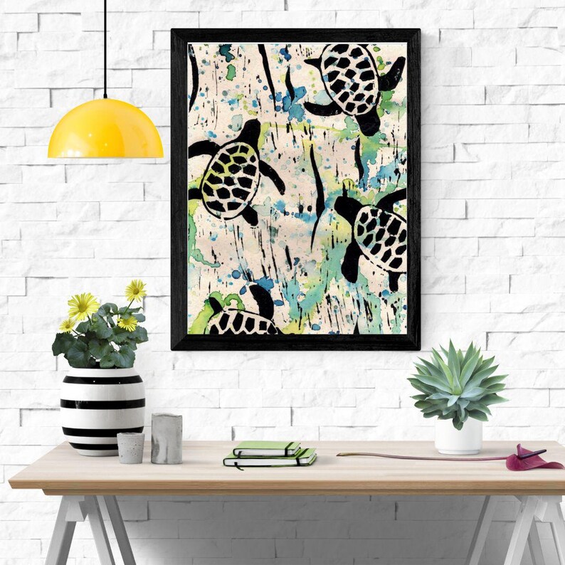 Turtle Lino Print Original Digital Download Wall Art - Etsy