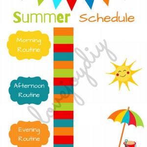 Kids Summer Chore Chart, Summer Chore List, Summer Schedule, Summer ...