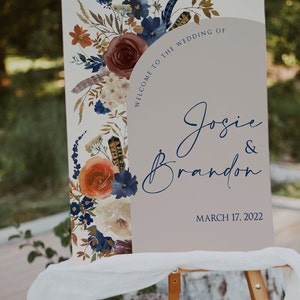 Indigo Rust Floral Wedding Sign, Terracotta Theme (digital Download) - Etsy