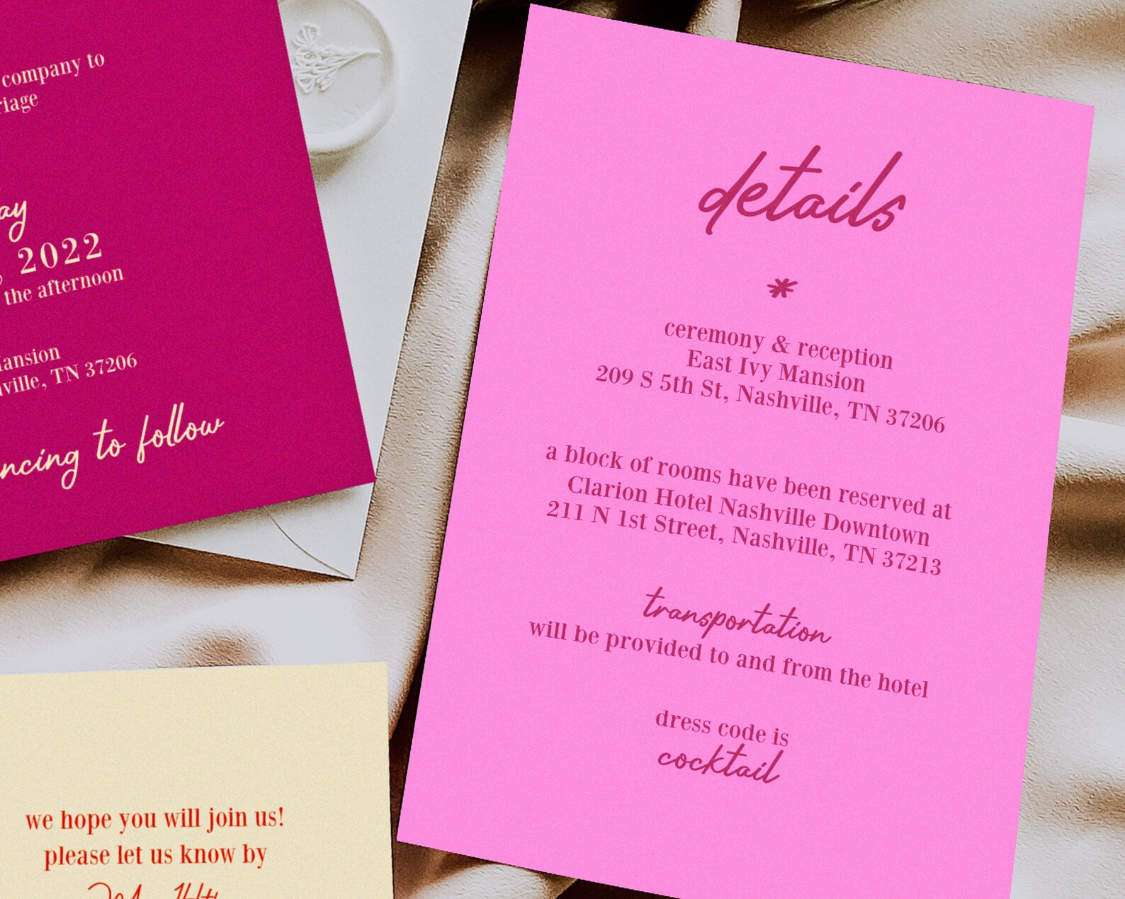 Magenta Wedding Suite Template, DIY Pink Invitation (digital Download ...