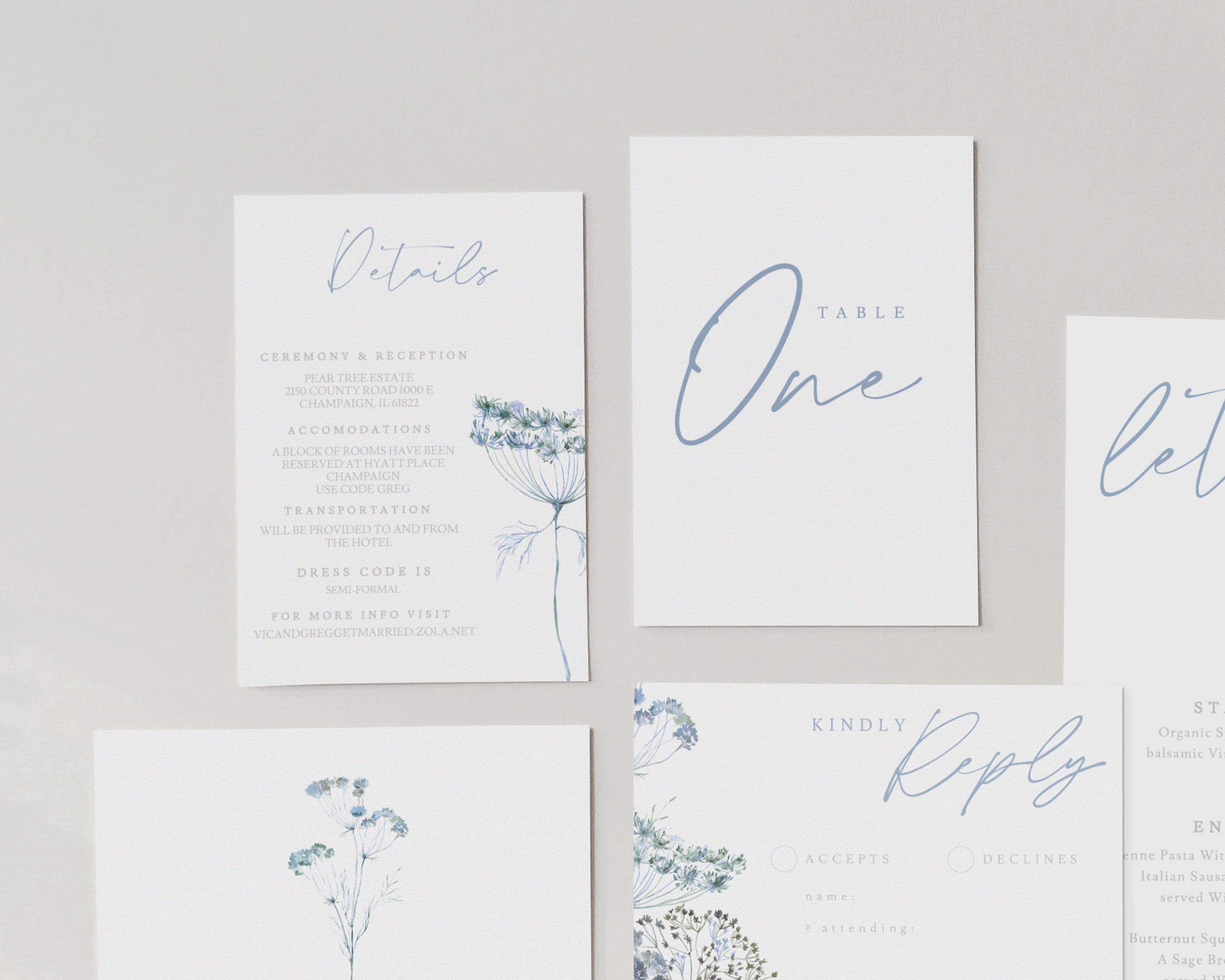 Dusty Blue Wedding Suite Template, Dusty Blue Wildflower Wedding ...