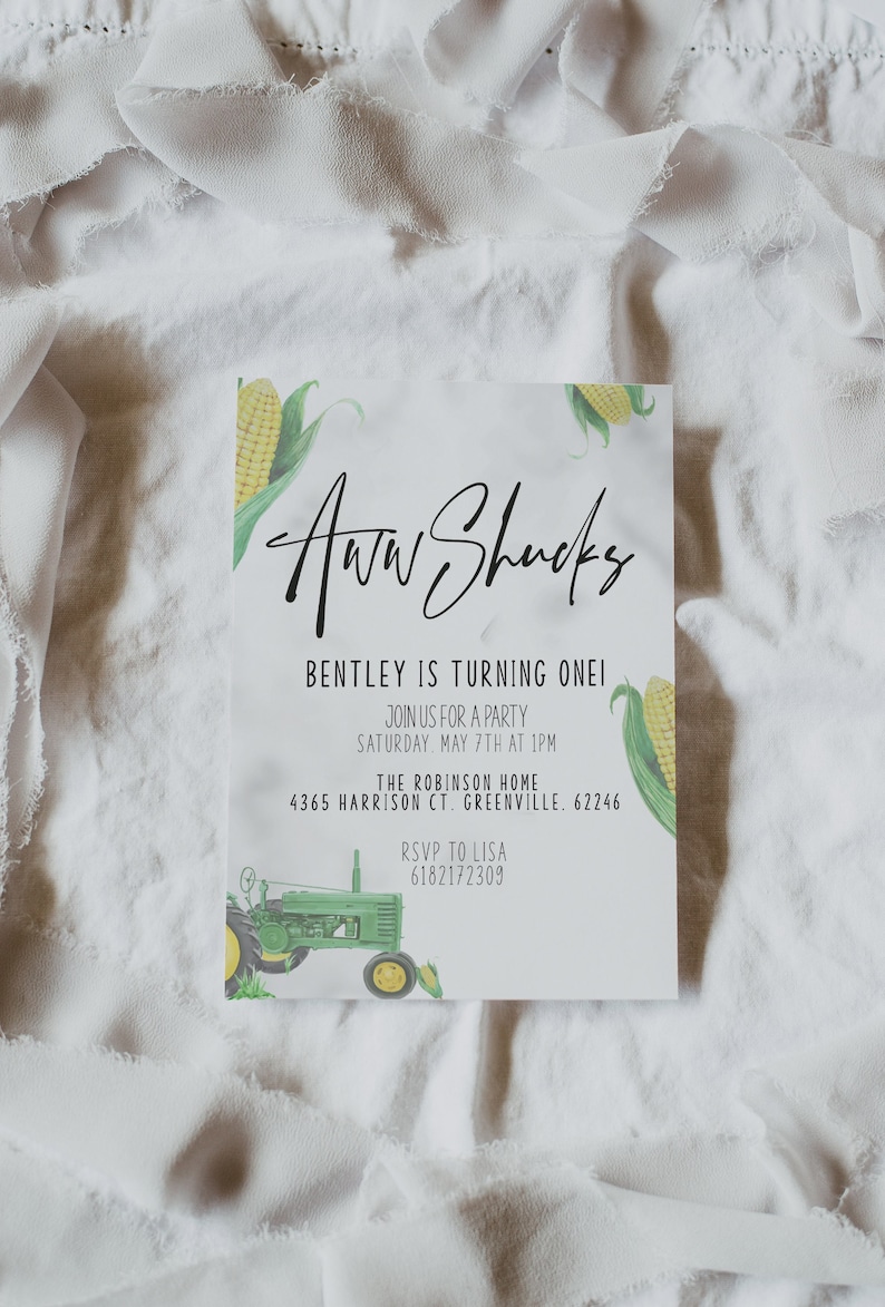Tractor 1st Birthday Invitation Template, Farm Party (digital Download ...