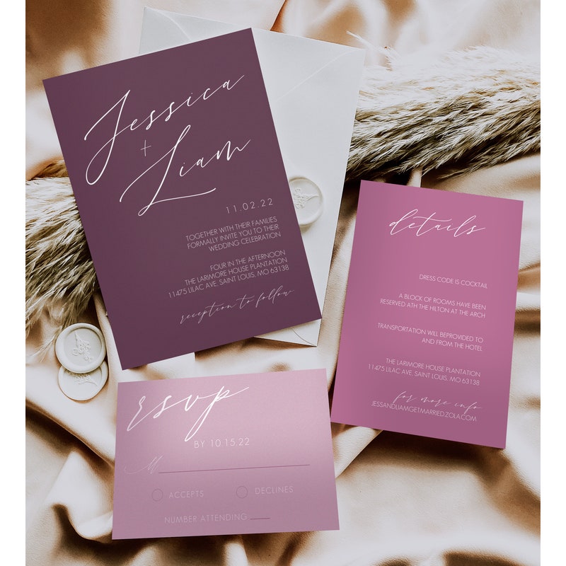 Mauve Wedding Invitation - Etsy