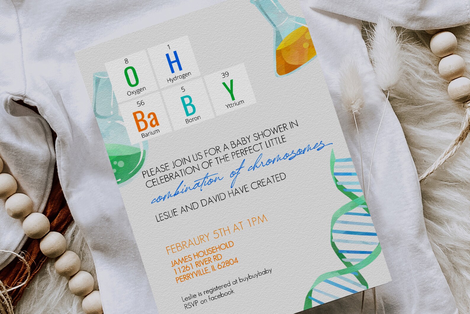 Chemistry Baby Shower Invitation Template, Neutral Baby Shower Science ...