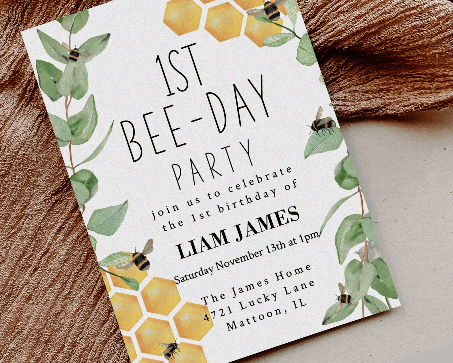 1st Bee-day Party Invitation Template Bee Neutral Birthday - Etsy
