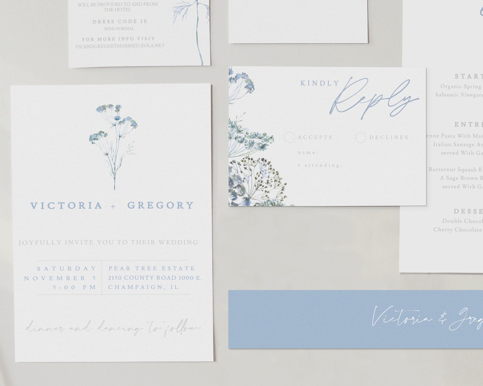 Dusty Blue Wedding Suite Template, Dusty Blue Wildflower Wedding ...