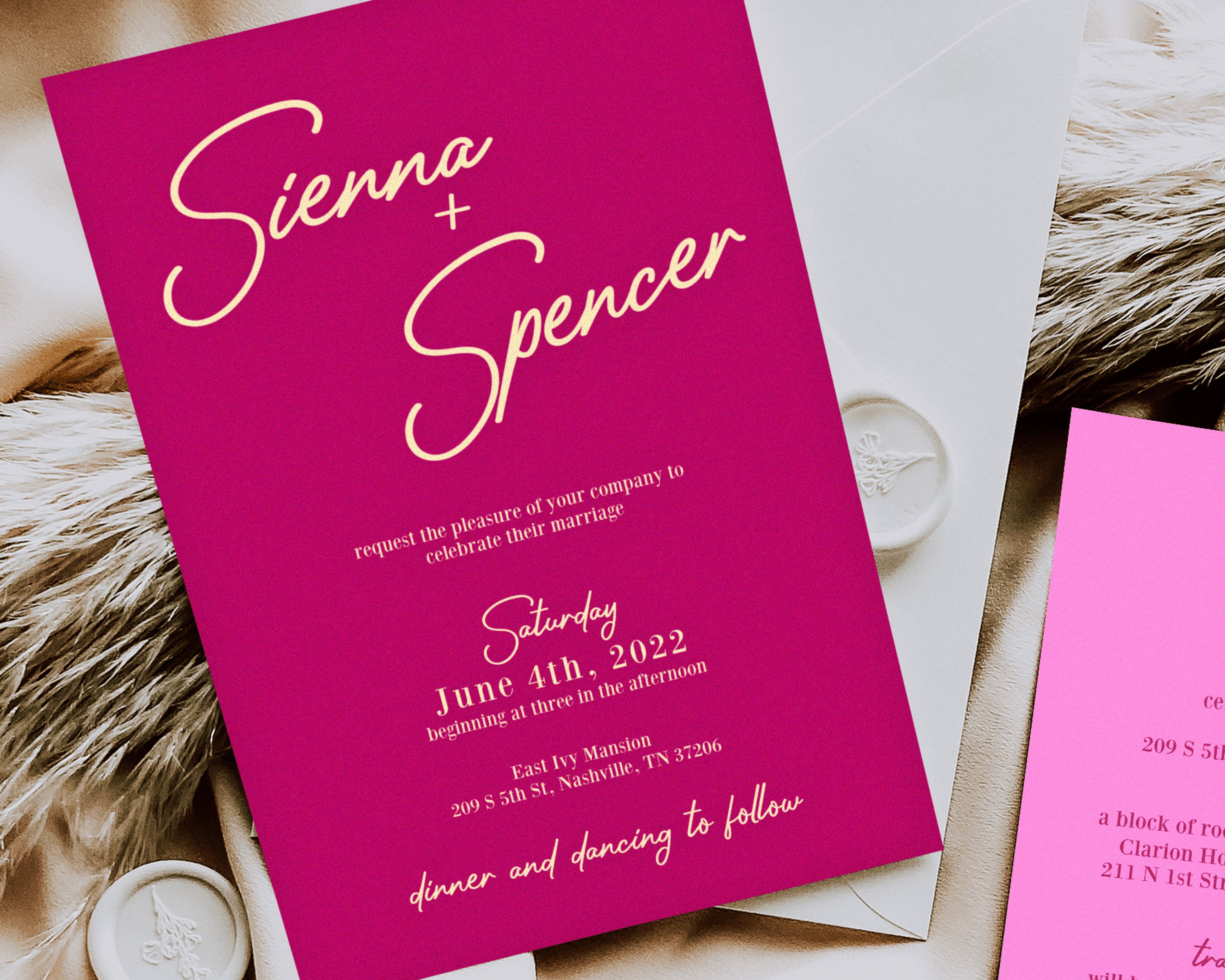 Magenta Wedding Suite Template, DIY Pink Invitation (digital Download ...