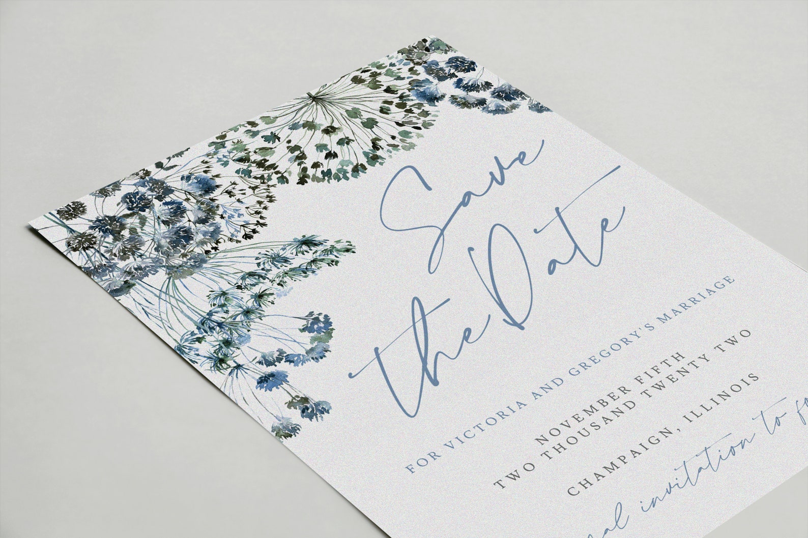 Dusty Blue Wedding Suite Template, Dusty Blue Wildflower Wedding ...