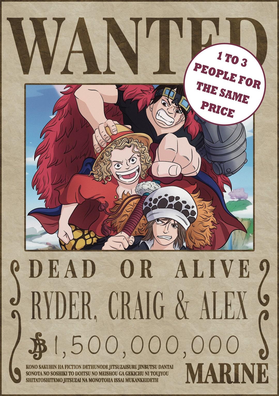 Affiche Personnalisée One Piece Wanted Cadeau Anime - Etsy