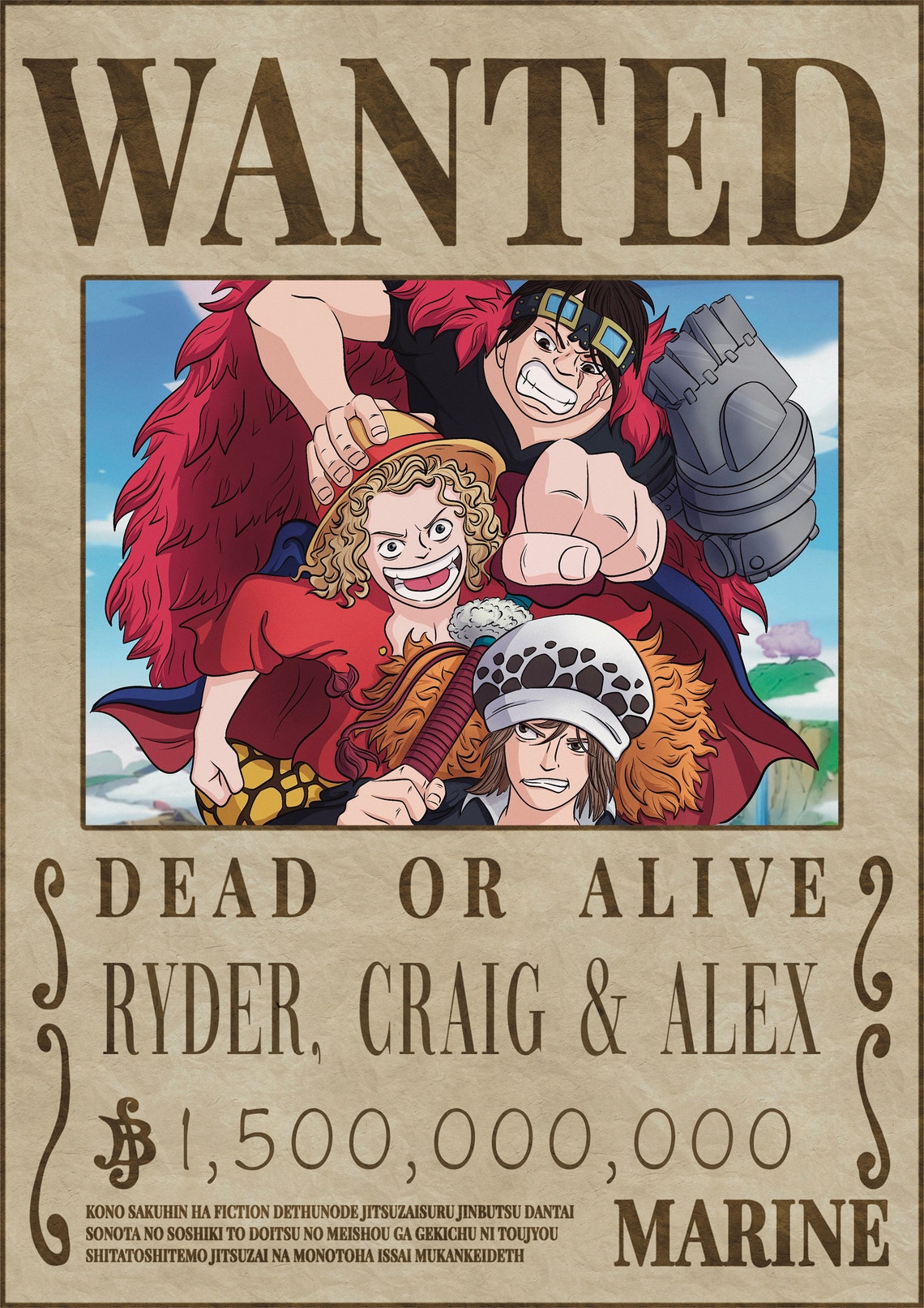 Custom One Piece Wanted Poster Wooden Hanger, Custom One Piece Portrait ...