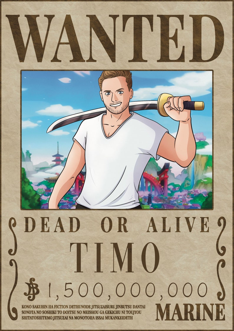 Custom One Piece Wanted Poster Wooden Hanger, Custom One Piece Portrait ...