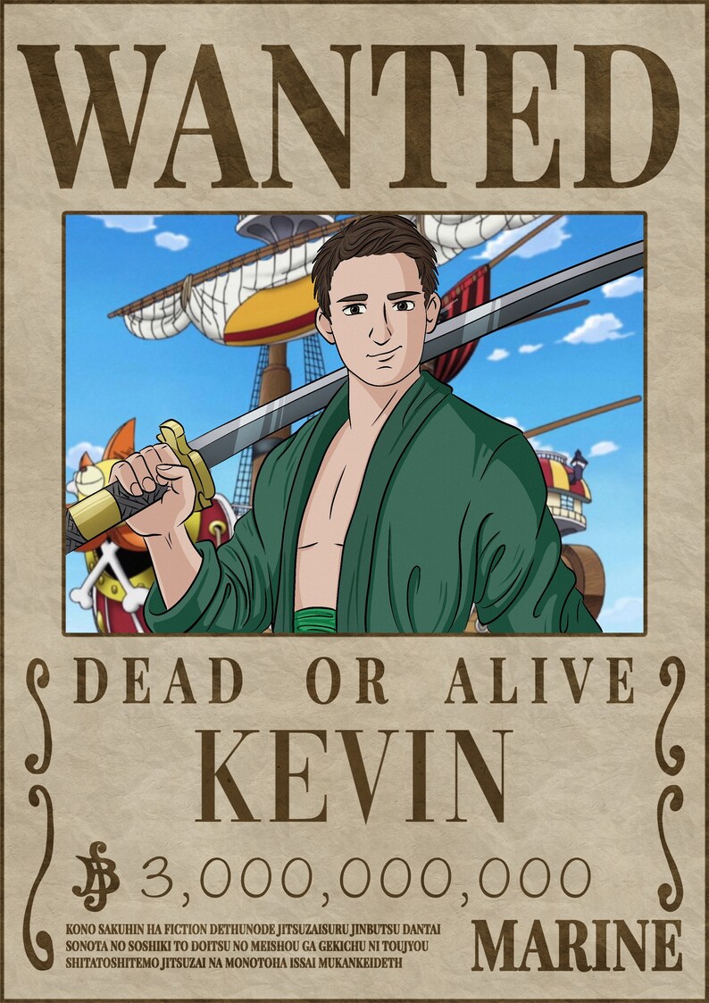 Printed Custom One Piece Wanted Poster, Anime Gift - Etsy