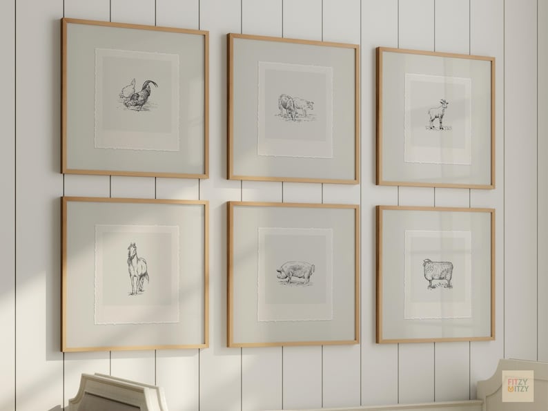 Farm Animal Wall Art Set Printable | Digital Farmhouse Animal Prints ...