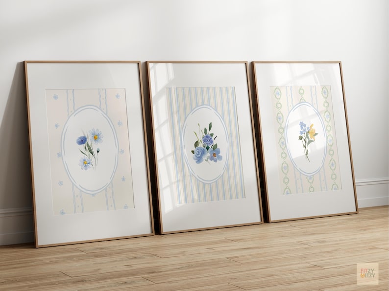 Coquette Floral Nursery Wall Art Set | Digital Download Prints | Soft ...