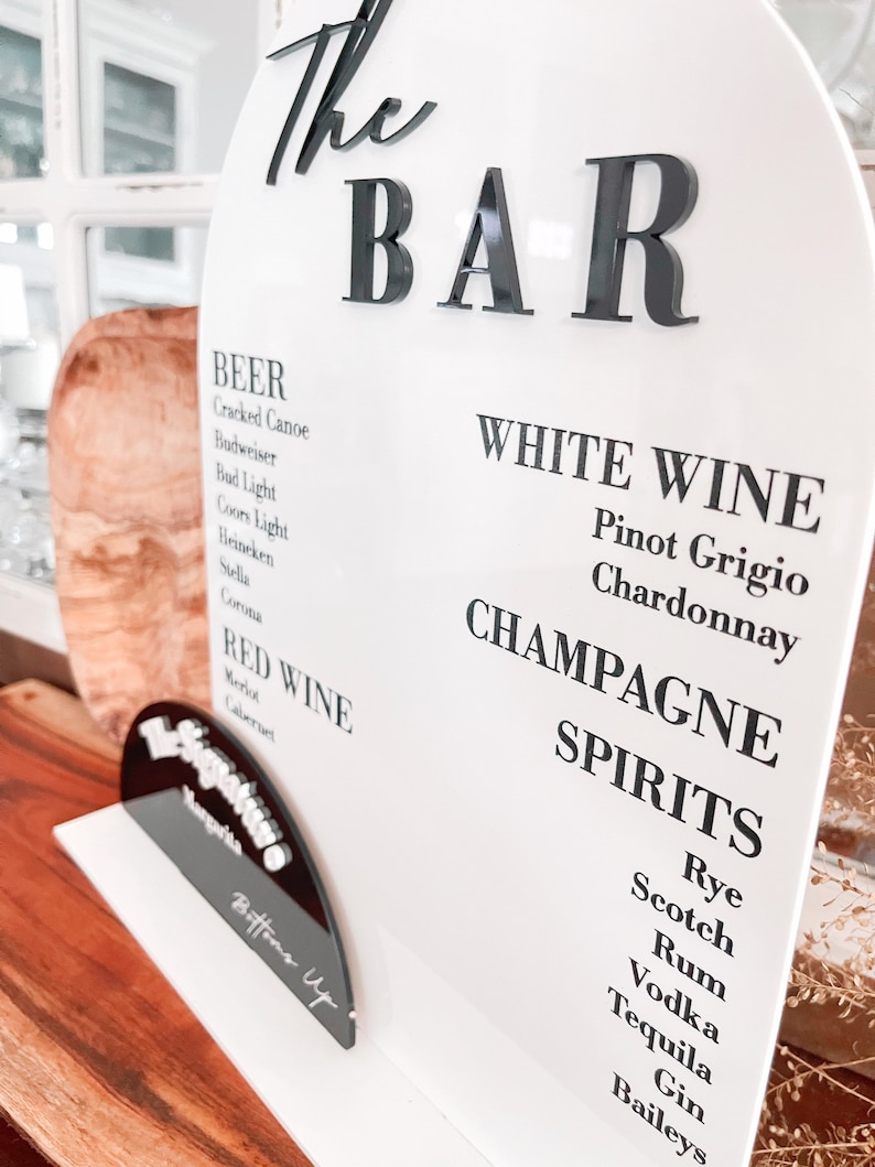 3D Acrylic Bar Menu Sign Drink Menu Wedding Bar Menu - Etsy
