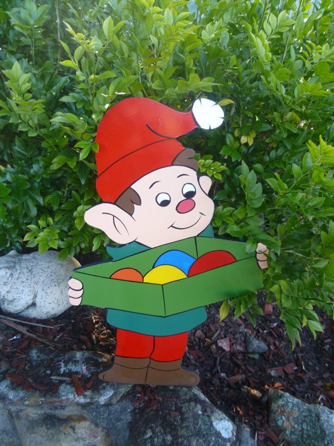 Elf Holding Baubles Christmas Cutouts, Christmas Decorations, Christmas ...