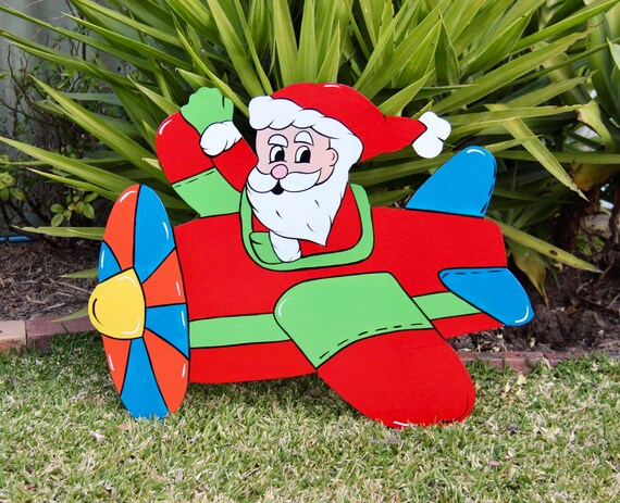 Santa in Plane Handmade Cutouts Santa Claus Decor Outdoor - Etsy Australia