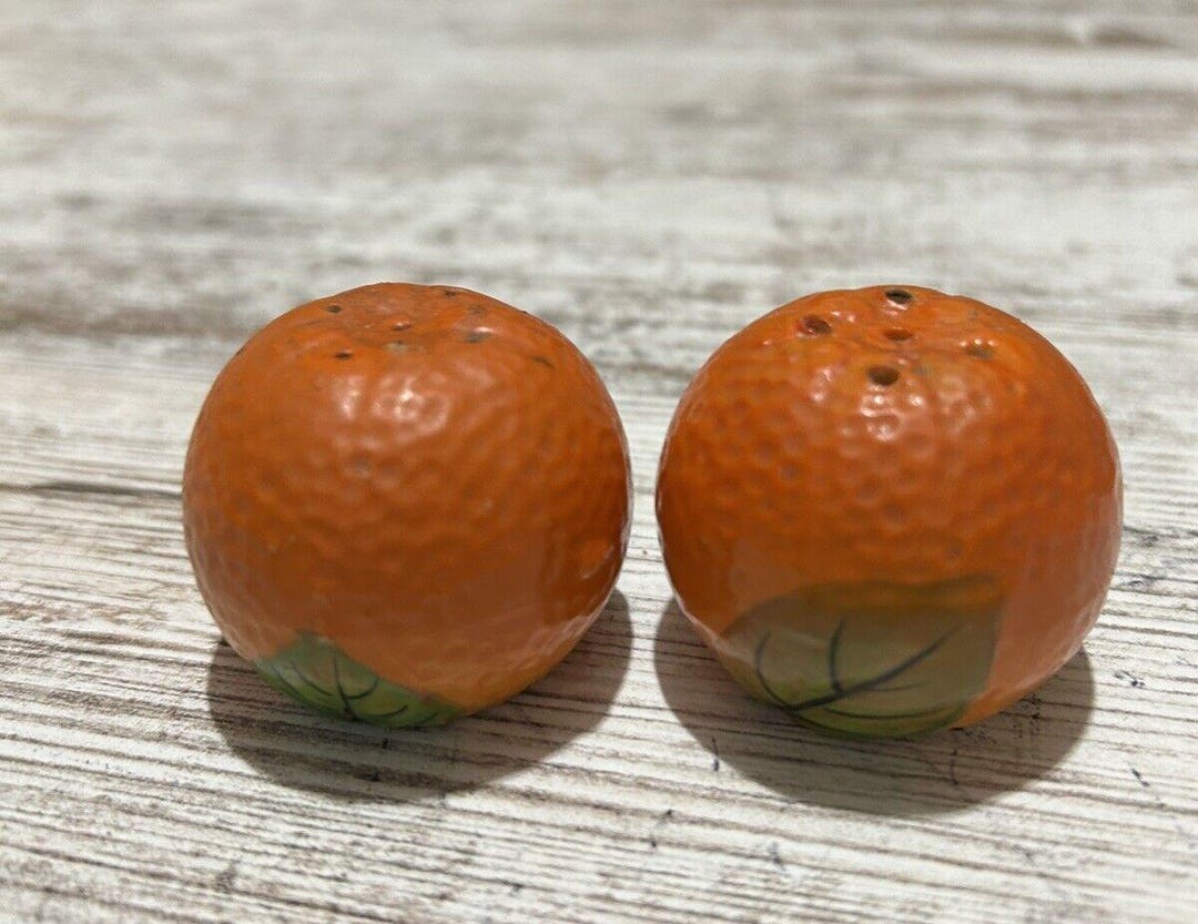 Vintage Salt and Pepper Shaker Oranges With Stem Made in Japan ...
