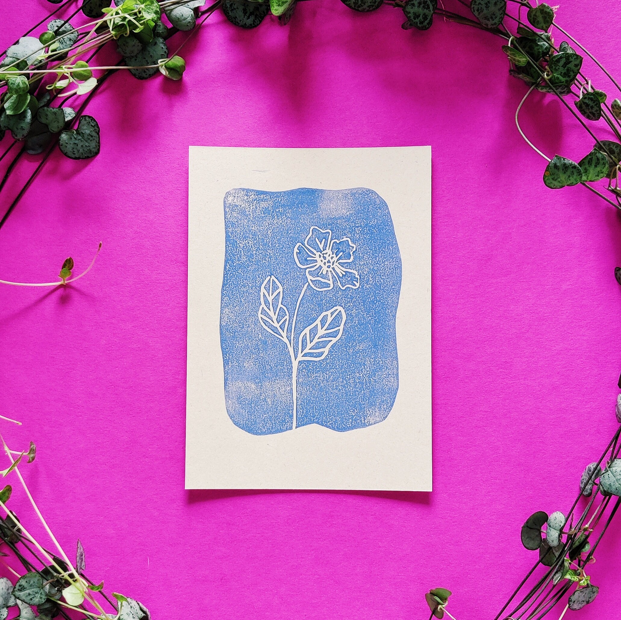 Linocut Print Flower Botanical Floral Postcard Set - Etsy