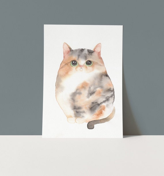 Custom Cat Art Hand Painted Cat Portrait Funny Cat Art - Etsy