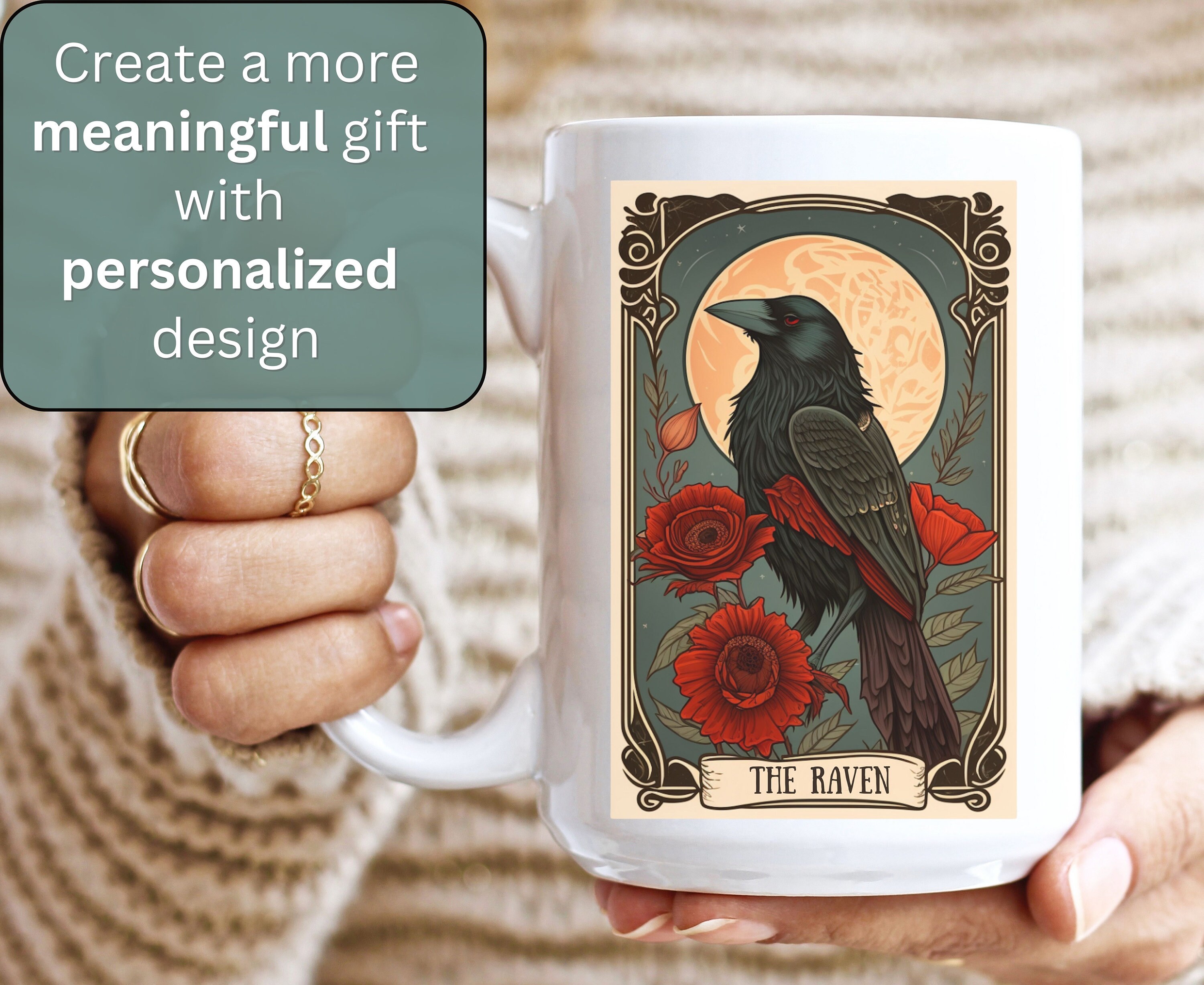 Raven Tarot Mug Raven Raven Mug Dark Cottagecore Mug Dark - Etsy