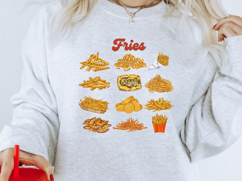 French Fries Sweatshirt, Fries, French Fry Lover Graphic Sweater, Funny ...