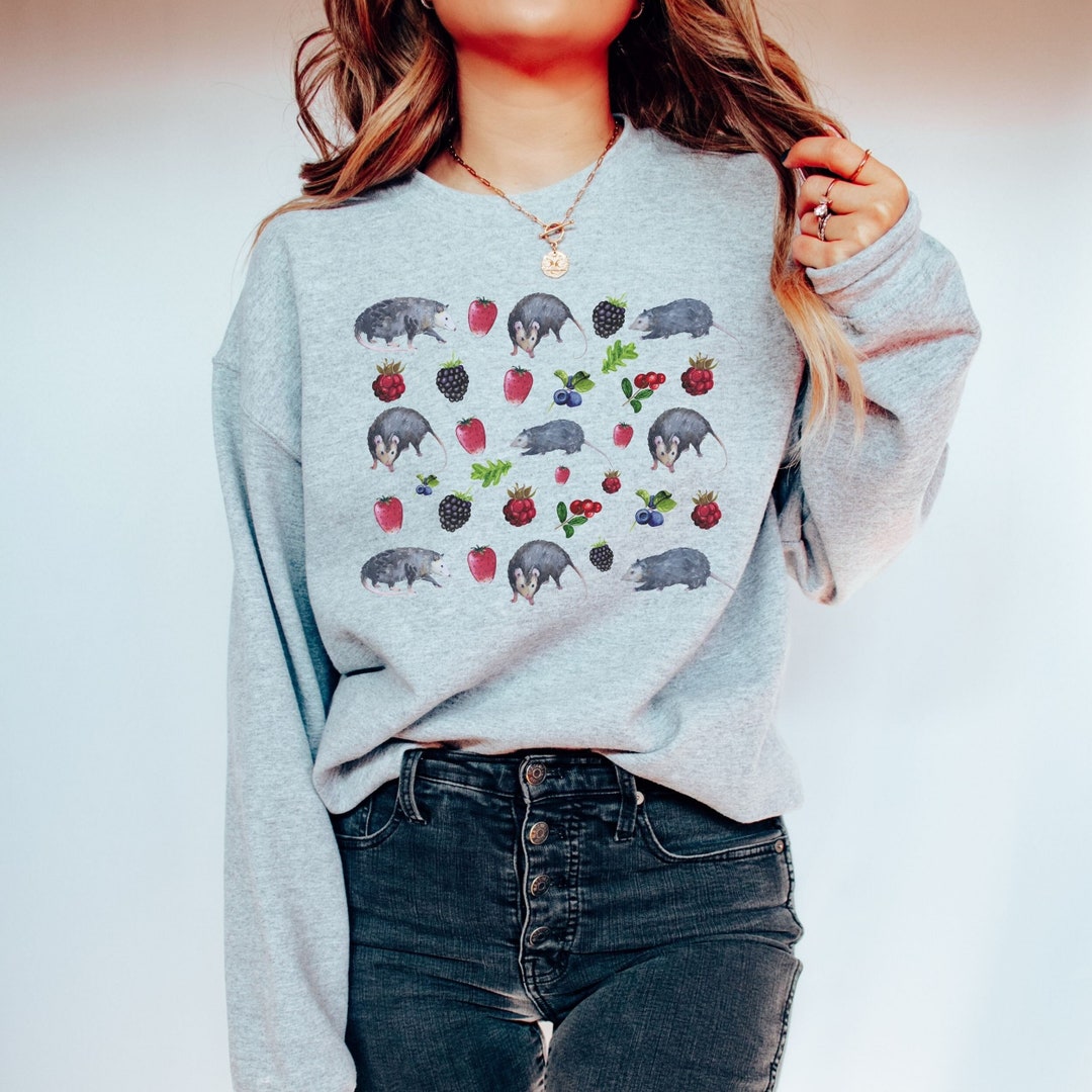 Possum Gift, Strawberry Shirt, Cottage Core Clothing, Kawaii Possum ...