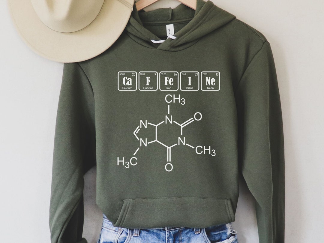 Caffeine Molecule Hoodie, Coffee Molecule Hoodie, Coffee Periodic Table ...