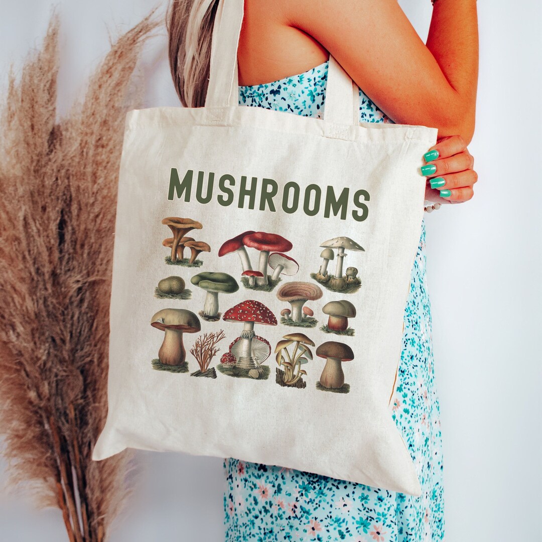 Aesthetic Mushroom Tote Bag, Magic Mushroom Bag, Botanical Tote ...