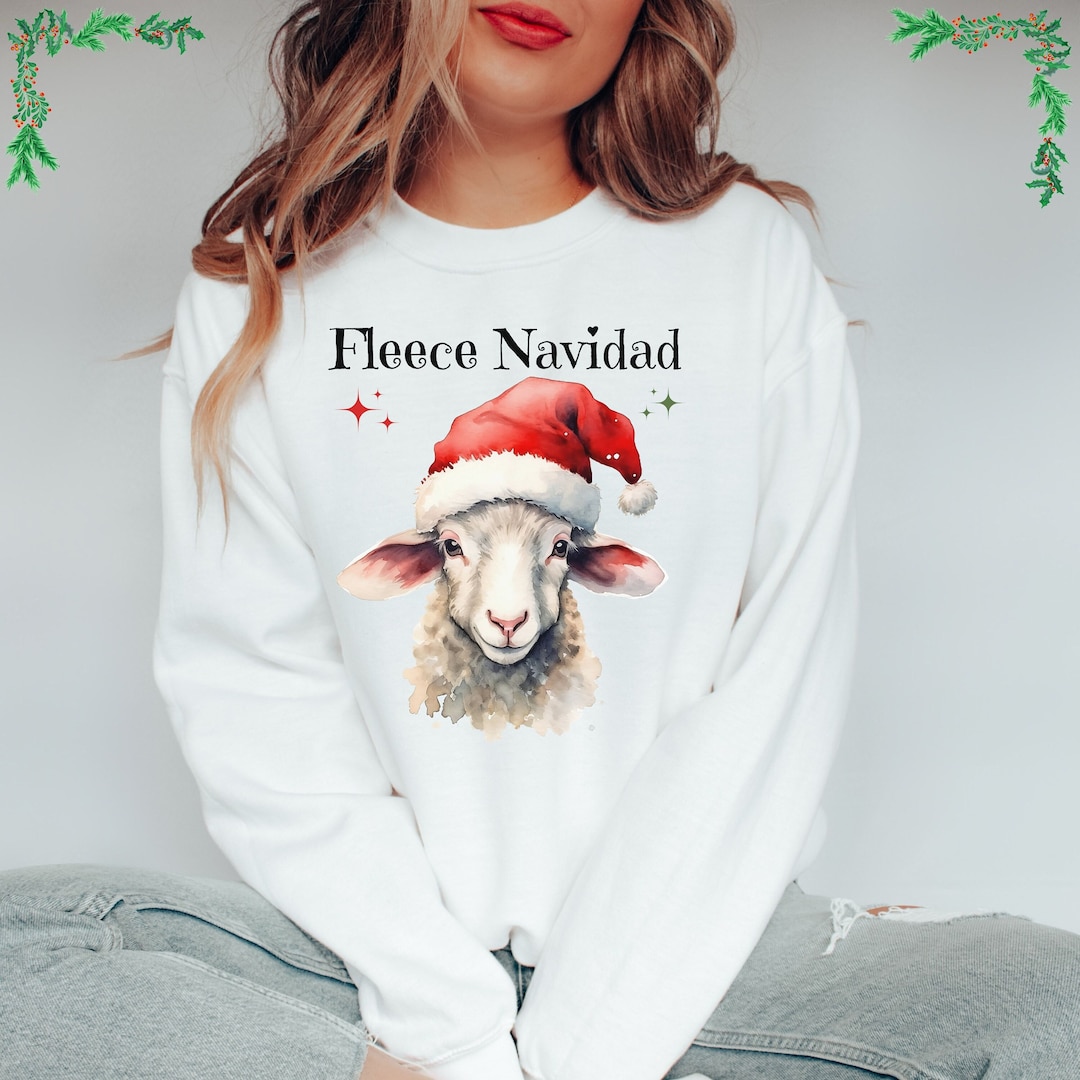 Christmas Sheep Sweatshirt, Sheep Holiday Shirt, Ewe Christmas Santa ...