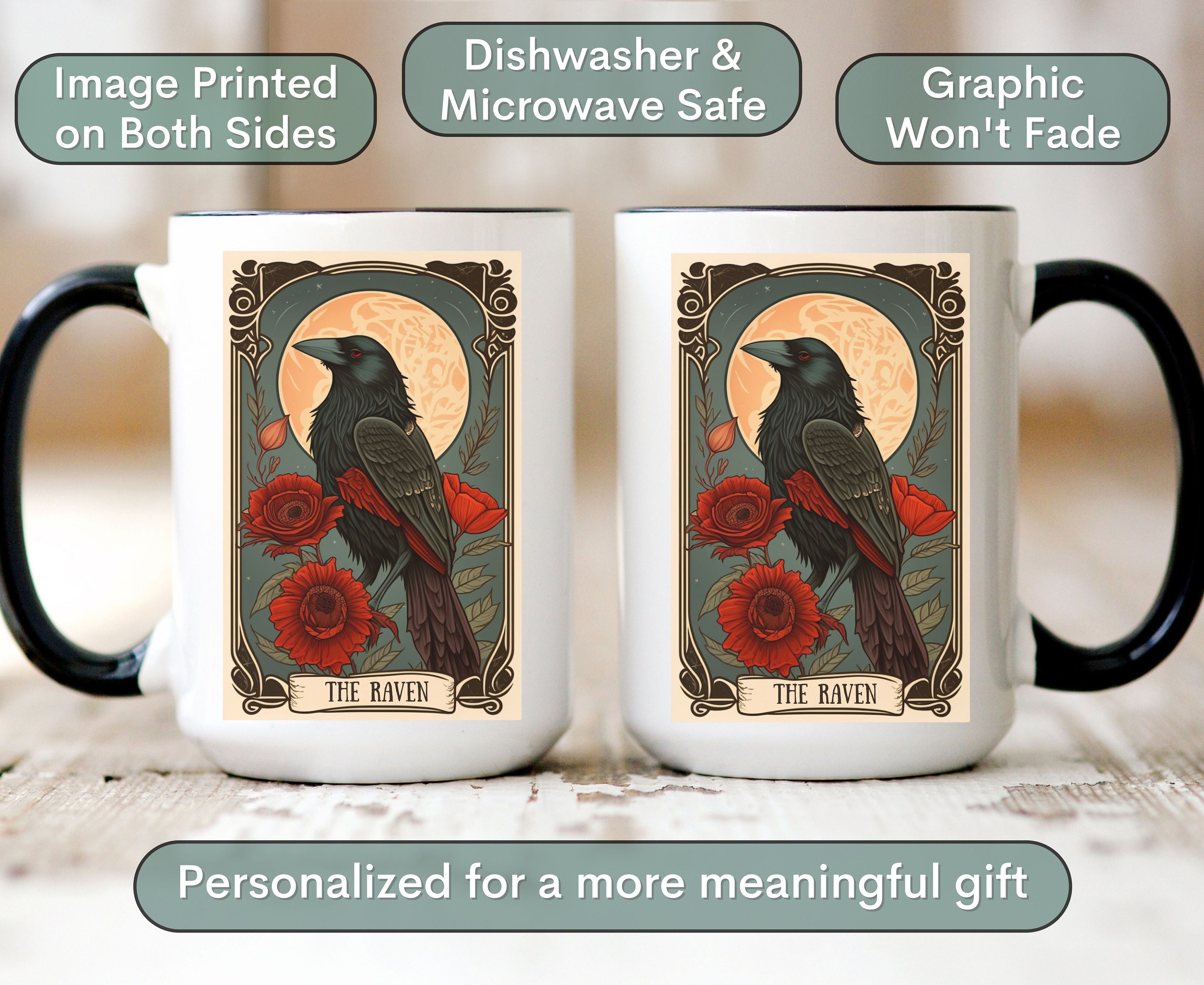 Raven Tarot Mug Raven Raven Mug Dark Cottagecore Mug Dark - Etsy