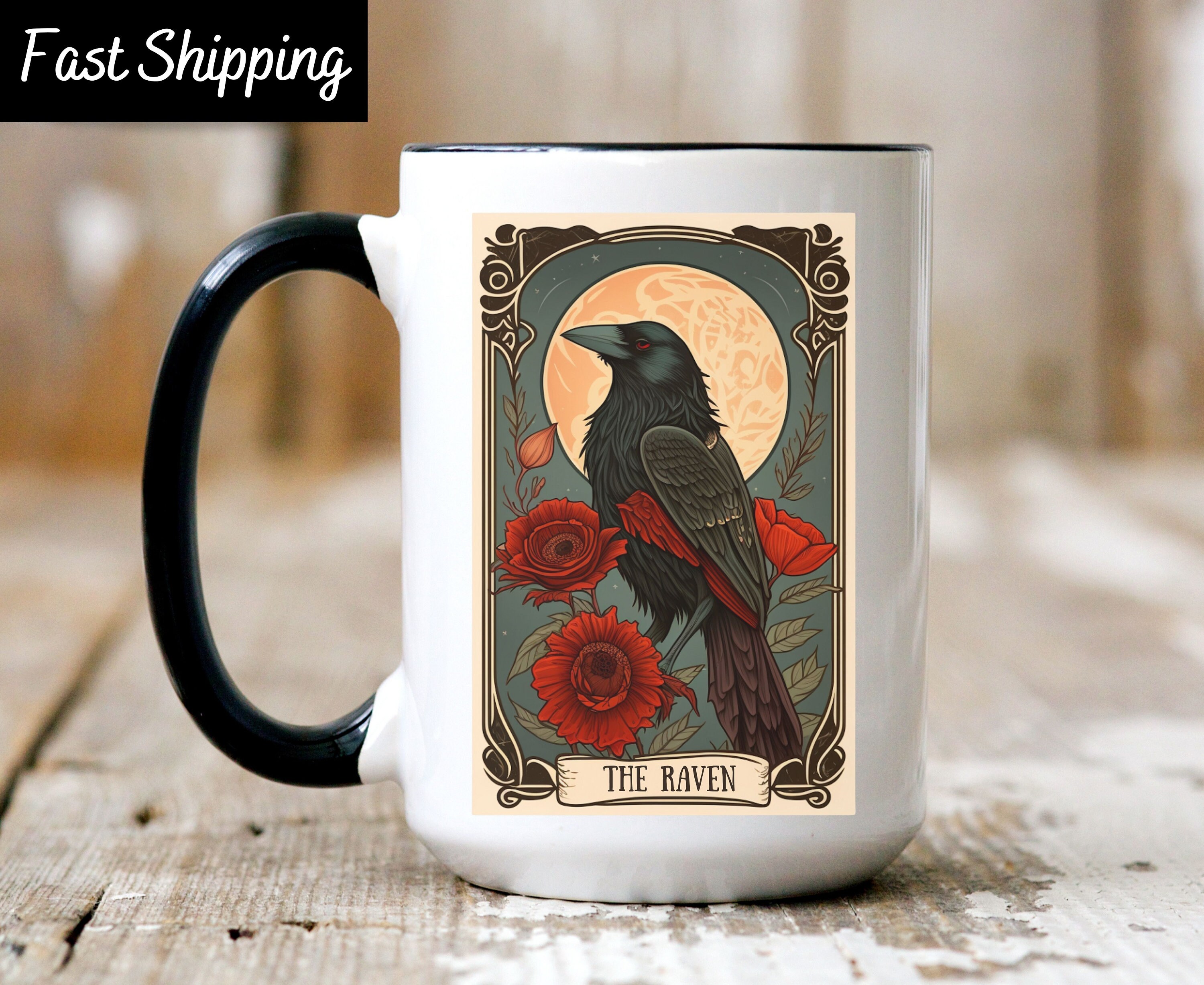 Raven Tarot Mug Raven Raven Mug Dark Cottagecore Mug Dark - Etsy