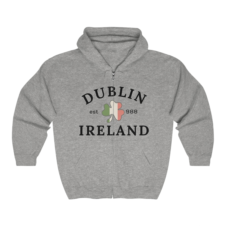 Dublin Ireland Zipper Hoodie, Dublin Zip Hoodie, St Patricks Day ...