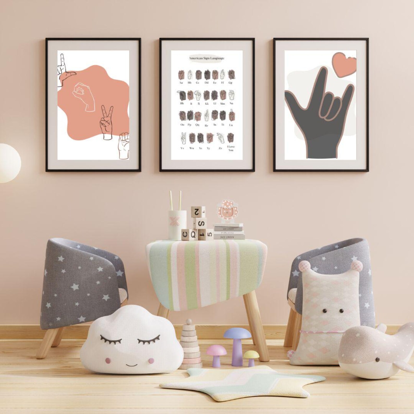 Set of 3 ASL Alphabet and Posters, Neutral - 18x24 - Etsy