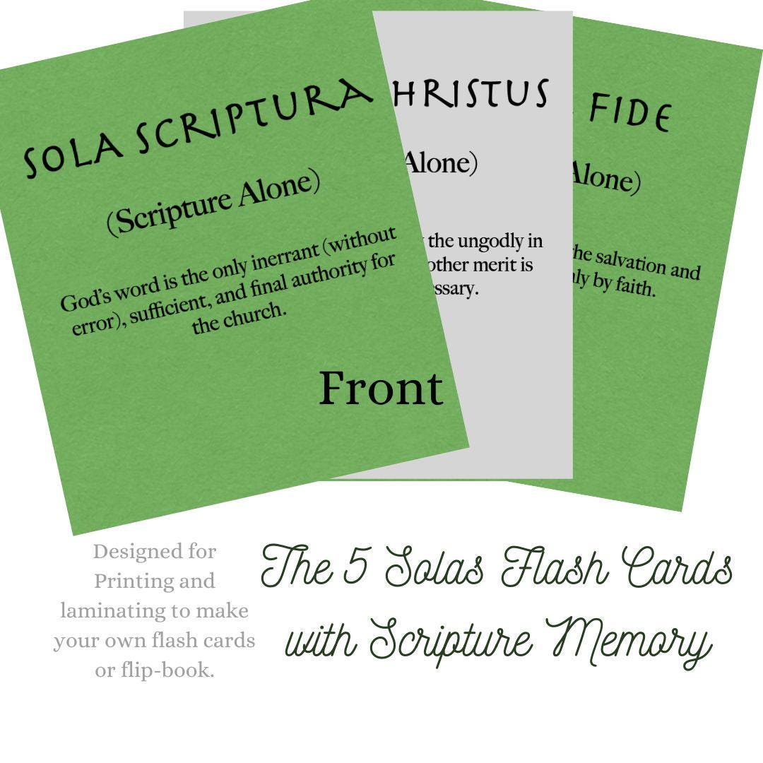 Reformation Five Solas Flash Cards With ESV and KJV - Etsy
