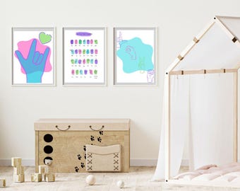 Set of 3 ASL Alphabet and Posters, Neutral - 18x24 - Etsy