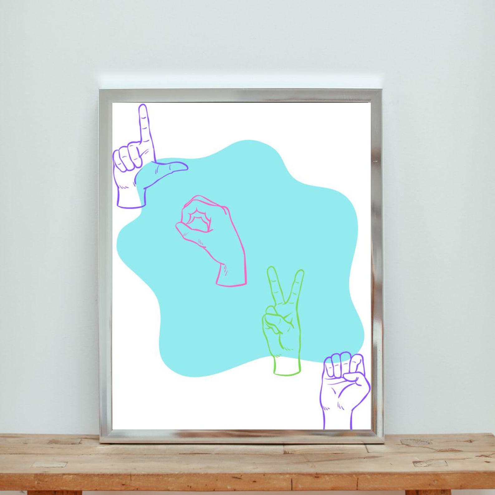 Set of 3 ASL Alphabet and Posters, Neon Pastel 18x24 - Etsy