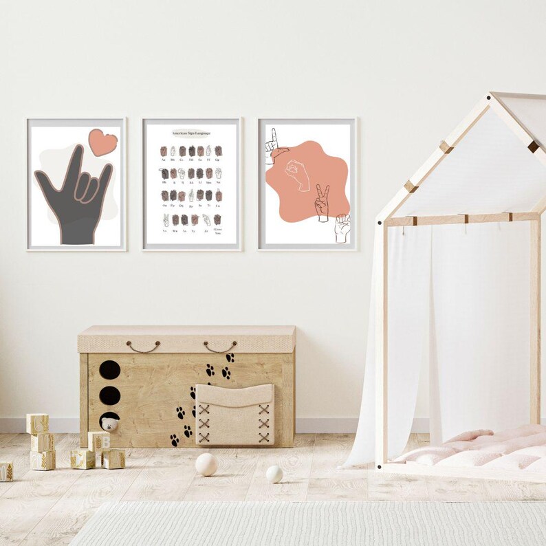 Set of 3 ASL Alphabet and Posters, Neutral - 18x24 - Etsy