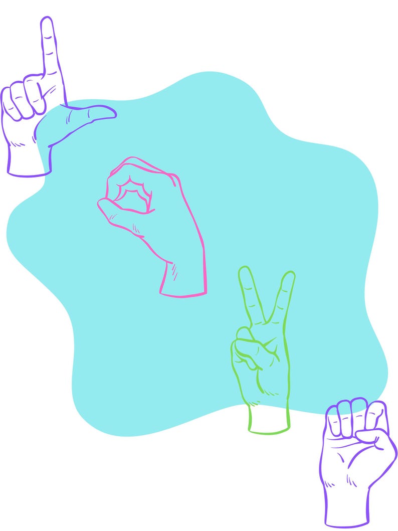 Set of 3 ASL Alphabet and Posters, Neon Pastel 18x24 - Etsy