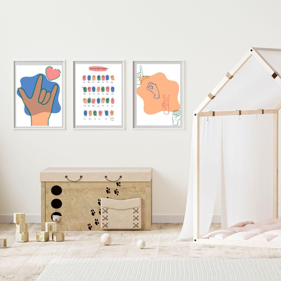 Set of 3 ASL Alphabet and Posters, Primary - 18x24 - Etsy