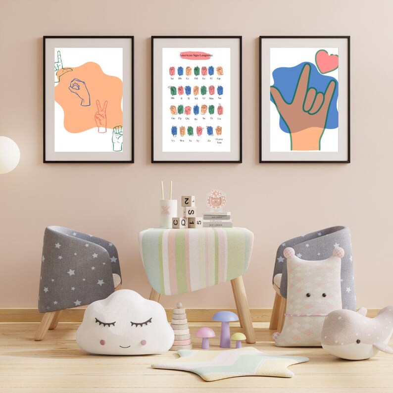 Set of 3 ASL Alphabet and Posters, Primary - 18x24 - Etsy