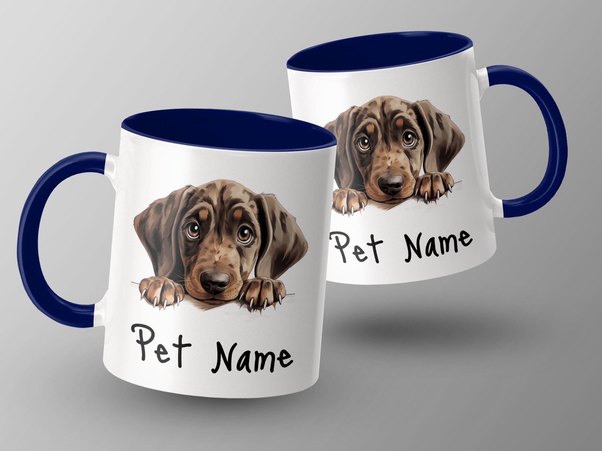Custom Dog Mug, Cute Puppy Illustration, Personalized Pet Name Coffee ...