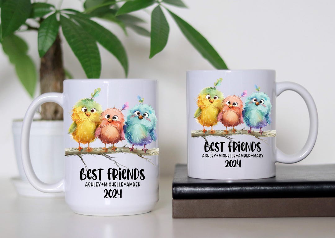 Custom Best Friends Mugs With Names, Personalized Bird Friends Coffee ...