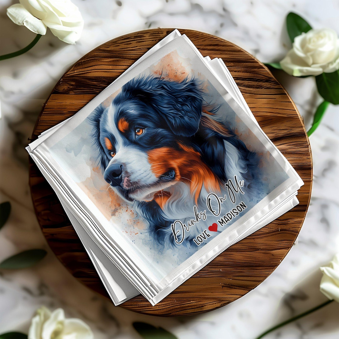 Custom Dog Cocktail Napkins, Personalized Dog Wedding Napkins, Custom ...