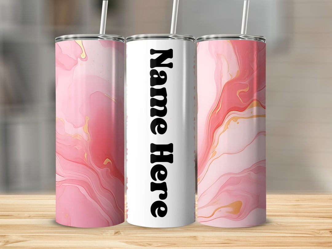 Personalized Pink Swirls Customizable Text Tumbler - Etsy