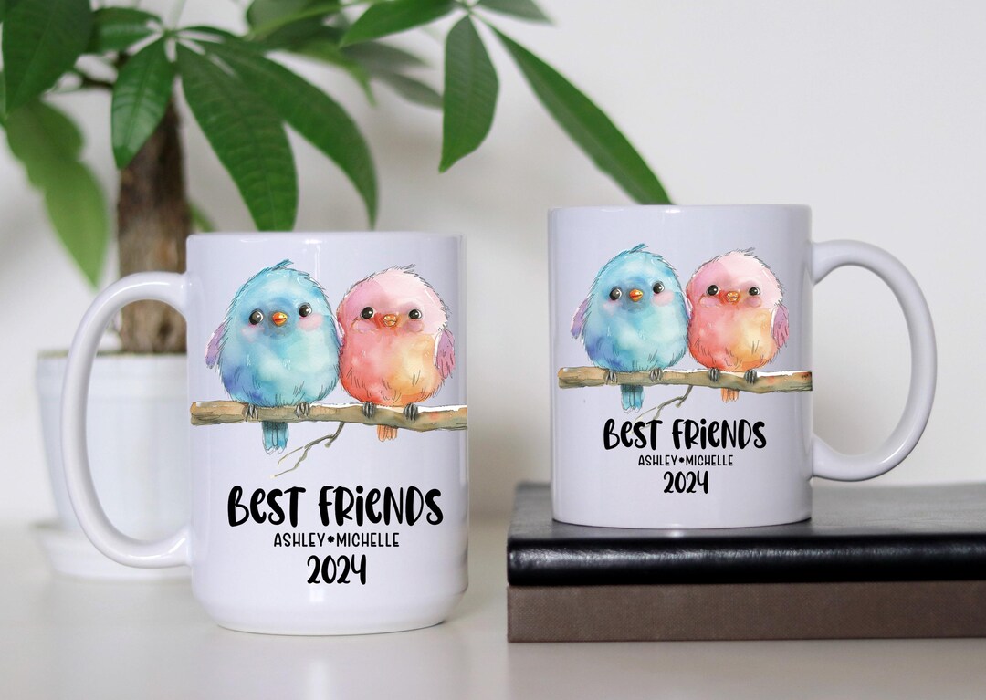 Cute Bird Best Friends Mug Custom Names 2024 Custom Mugs for Best ...