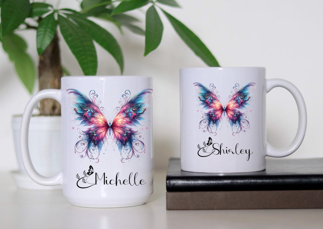 Custom Butterfly Mug With Personalized Name, Colorful Butterfly Mug ...
